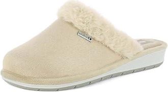 Inblu Femme Pantofole Donna Con Bordo in Ecopelliccia, Plantare Imbottito, Suola Leggera E Flessibile, Tacco 3cm Chausson, Nature, 39 EU