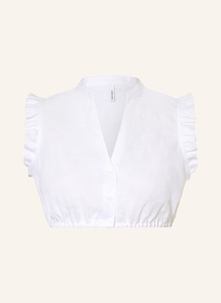 Wallmann Wallmann Dirndlbluse Serafina Aus Leinen Mit R&uuml;schen weiss
