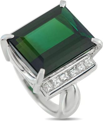 Luxury Bazaar bague en platine sertie de tourmaline et de diamant - Argent