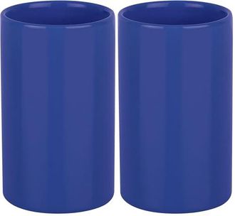 Spirella Zahnputzbecher Zahnb&uuml;rstenhalter Keramik Tube 7x11,5 cm Blau, Blue (Packung mit 2)