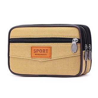 Generic Sac de taille pour sports de plein air pour hommes avec multi-poches, pochette &agrave; monnaie en toile, sac &agrave; monnaie &agrave; fermeture &eacute;clair, porte-monnaie pou