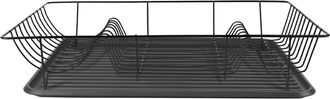 Present Time PT, Geschirrablage Linea schwarz mit Tablett, 49x32x9,5cm
