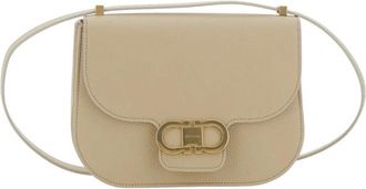 Ferragamo Femme, Sacs, Beige, Taille: ONE Size Double Gancini Crossbody Flap Bag