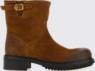 Versace Biker-Stiefel aus Veloursleder mit Medusa-Plakette