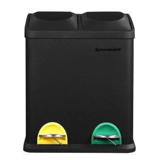 Songmics Songmics M&uuml;lleimer 30 Liter, M&uuml;lltrennung, 2 x 15 Liter, Abfalleimer, Treteimer mit Inneneimern, farbigen Pedalen, M&uuml;lltrennsystem f&uuml;r die K&uuml;che, schw