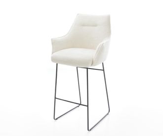 DELIFE Barstuhl Alja-Flex Boucl&eacute; Soft Beige Kufengestell Metall Schwarz Taschenfederkern, Barst&uuml;hle