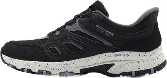 Skechers Damen Hillcrest Kamalino Wanderschuh, Black Synthetic/Textile/Purple Trim, 39.5 EU