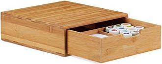 Relaxdays Natur Schubladenbox Bambus, Schubladen Organizer, natürliche Optik, Tischorganizer Büro, HBT 10 x 29,5 x 30cm, 1 Fach, Bamboo