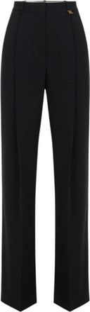 Elisabetta Franchi Femme, Pantalons, Noir, Taille: 42 FR Pantalon Large en Cr&ecirc;pe L&eacute;ger avec Breloque Logo