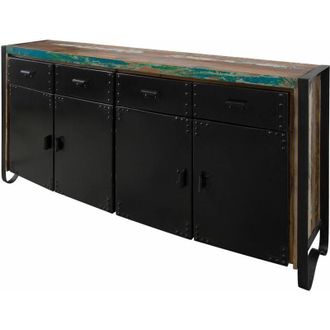 Massivmoebel24 Sideboard Altholz 180x43x90 mehrfarbig lackiert INDUSTRIAL 101