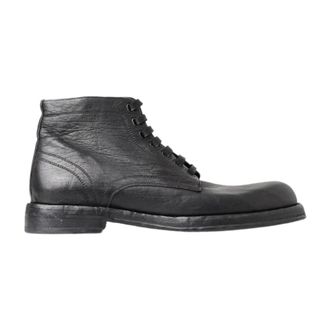 Dolce & Gabbana Schwarze Lederstiefel - - Shoes - Herren - Schwarzk - 43 1/2 EU