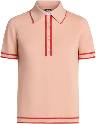 Kiton Femme, Pulls, Rose, Taille: 38 FR Polo en soie avec finitions contrast&eacute;es