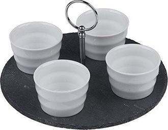 Alpina Alpina 871125299323 Snack-/Party-/Soßenset, Durchmesser 22 cm, Glas, schwarz, 22 x 22 x 12 cm