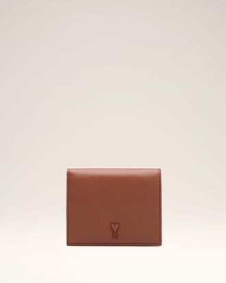 Ami Portefeuille Double Volets Ami De Coeur Marron en Cuir De Vachette Caramel - TU - Unisex