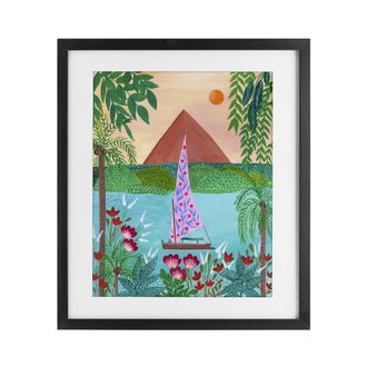 Stupell Industries Gerahmter Druck mit Segelboot auf Ägypten, Nil, Grau, Design von Nabeela Rumi, 40,6 x 33 cm