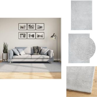 vidaXL Teppich huarte Kurzflor Weich und Waschbar Grau 160x230 cm - Kurzflor-Teppich - Grauer Teppich - Flauschiger Teppich - Wohnzimmer Teppich