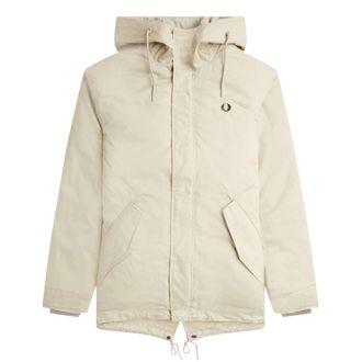 Fred Perry Kurze, Wattierte Parkajacke light Oyster