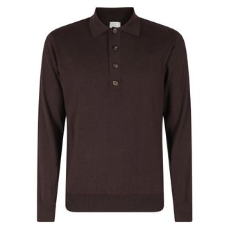 Eleventy Polohemd mit 4 Kn&ouml;pfen - - Knitwear - Herren - Braun - XL