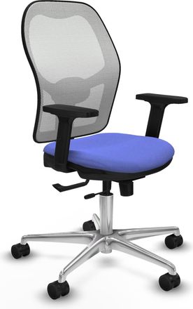 Piqueras y Crespo Jorquera Remote-Arbeitsstuhl mit 2D-Armen, h&ouml;henverstellbare Lendenwirbelst&uuml;tze, ausgestattet mit Syncro/Traslack und injiziertem Schaum, Wei&szlig;/Hellbla