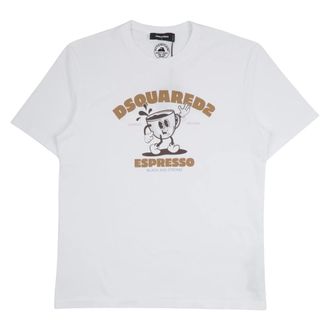 Dsquared2 Homme, Tops, Blanc, Taille: XL Espresso T-shirt