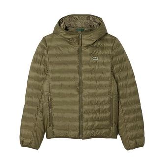 Lacoste Doudoune matelass&eacute;e &agrave; capuche pour homme, vert kaki, v&ecirc;tement dext&eacute;rieur l&eacute;ger et isol&eacute;, Vert kaki, L