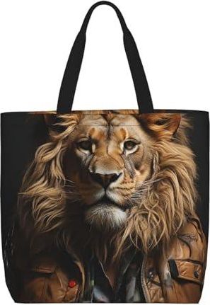 Generic Sokdcam Cool Lion Sac A Main Femmes Imperm&eacute;able Tote Bag D&eacute;contract&eacute; Sac A Main Femme Pour Travail Shopping Voyage
