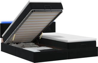 vidaXL Letto Ottomano Con Materasso E Led Nero 180 X 200 Cm Velluto Vidaxl