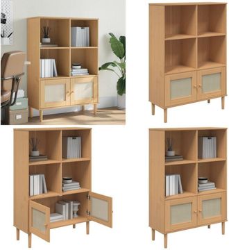 vidaXL Vidaxl - B&uuml;cherschrank senja Rattan-Look Braun 90x35x130 cm Kiefernholz - Holzregal - B&uuml;cherregal - Kiefernholz - Wohnraumgestaltung - Regal Mit