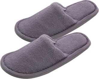 Soimiss Pantoufles Int&eacute;rieur pour Femme Hiver Peluche Antid&eacute;rapants Chauds Coton Doux Semelle R&eacute;sistante pour Sol Bois Gris