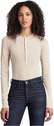 G-Star RAW Damen Henley Body Slim Top, Beige (Brown Rice D22332-C954-D309), XL