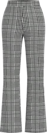SOLY HUX Damen Hosen Elegant Vintage Freizeithose Hohe Taille Anzughose Kariert Casualhose Karo Palazzo Pants Herbst Outfit Schwarz und Wei&szlig; XL