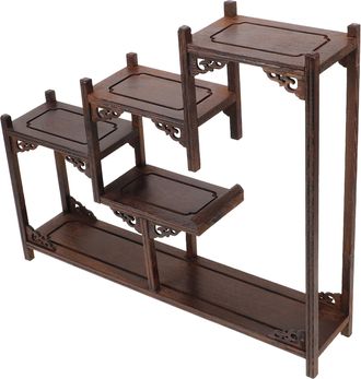 FOMIYES Mehrstufiger Antiker Holz Displayst&auml;nder aus Massivem Holz Kuriosit&auml;ten und Bonsai Regal f&uuml;r Innenr&auml;ume Vielseitiger Aufbewahrungsst&auml;nder f&uuml;r Kunsthan