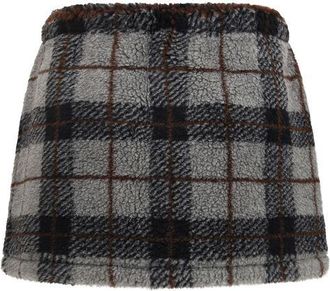 Miu Miu Check Pattern Nylon Mini Skirt - Gray