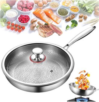 Generic Pro Pfanne aus geh&auml;mmertem Titan mit Deckel, multifunktionale geh&auml;mmerte Titan-Pfanne, kratzfest, Antihaftbeschichtung, gleichm&auml;&szlig;ige Erw&auml;rmung, kompat