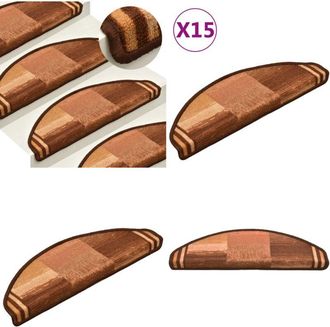 vidaXL Treppenmatten Selbstklebend 15 Stk. Braun 65x21x4 cm - Treppenmatten - Treppenläufer - Trittschutz - Anti-Rutsch - Brown - Home & Living