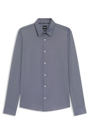 BOSS Herren P-ROAN-C1-233 Slim-Fit Hemd aus funktionalem Stretch-Gewebe mit Struktur Dunkelblau XXL