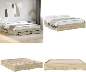 vidaXL Bettgestell mit Schubladen Sonoma-Eiche 180x200cm Holzwerkstoff - Bettes - Doppelbett - Holzbetten - Massivholzbette - Bettkasten - Home & Living