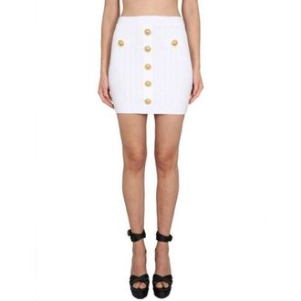 Balmain Womens White Polyester Mini Skirt