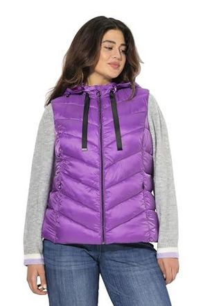 Ulla Popken Hyprar Steppweste, Wasserabweisend, Kapuze Abnehmbar Gilet, Violet foncé, 46-48 Femmes