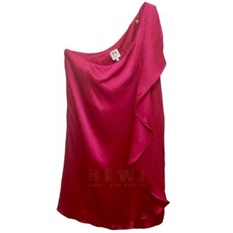 Halston Heritage Pink Silk One Shoulder Dress Size L