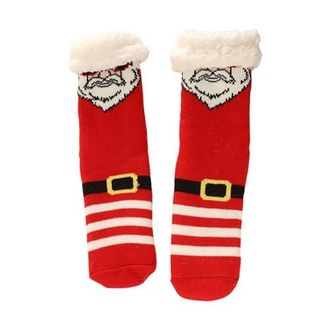 Generic Chaussettes dhiver pour femme avec porte-jarretelles - Chaussettes de Noël pelucheuses avec poignées - Chaussettes confortables pour les vacances et l