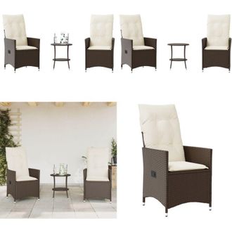 vidaXL 3-tlg. Bistro-Set mit Kissen Braun Poly Rattan - Gartensets - Bistroset - Gartenm&ouml;bel - Lounge Sessel - Relaxsessel - Home & Living