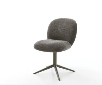 DELIFE Drehstuhl Nube-Flex Boucl&eacute; Soft Schlamm Fu&szlig;kreuz Effektfinish Titan 360&deg; drehbar Wippfunktion Taschenfederkern, Esszimmerst&uuml;hle