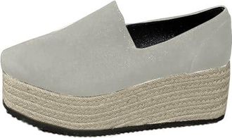 Generic Chaussures compens&eacute;es d&eacute;contract&eacute;es &agrave; enfiler pour femme - Bout rond - Couleur unie - Semelle &eacute;paisse - Confortables - Pour la marche, le travail et l