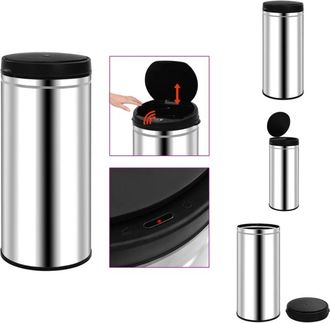 vidaXL M&uuml;lltonnen & Abfalleimer - Living Automatischer Sensor-M&uuml;lleimer 80 l Edelstahl - Silber