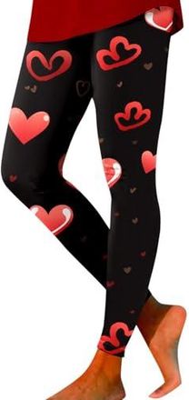 Generic Leggings imprim&eacute;s pour la Saint-Valentin 2026 - Style d&eacute;contract&eacute; - Taille 7, Noir, XXL