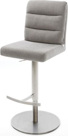 DELIFE Barstuhl Pela-Flex Strukturstoff Soft Grau Drehfu&szlig; h&ouml;henverstellbar Edelstahl Silberfarben, Barst&uuml;hle