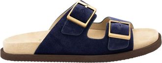Brunello Cucinelli Homme, Chaussures, Bleu, Taille: 46 EU Double Buckle Suede Sandal