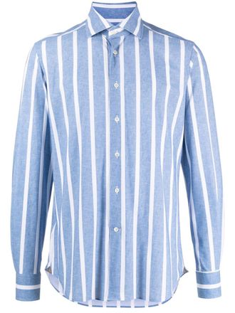 Corneliani chemise ray&eacute;e &agrave; boutonni&egrave;re - Bleu