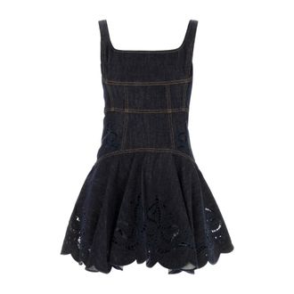 Self Portrait Femme, Robes, Bleu, Taille: 38 FR Mini-robe en jean